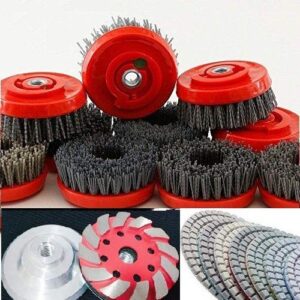 4" diamond silicon carbide abrasive stone processing wood furniture polishing brush antiquing brush 7 and 3 diamond grinding cup wheel 9 polish pad granite marble stone texture masonry concrete repair