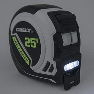 Komelon LED Light Tape Measure, White/Black - 25ft. - 25LED