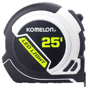 Komelon LED Light Tape Measure, White/Black - 25ft. - 25LED