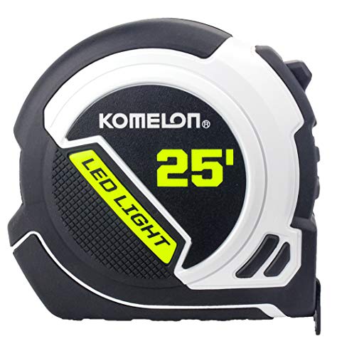 Komelon LED Light Tape Measure, White/Black - 25ft. - 25LED