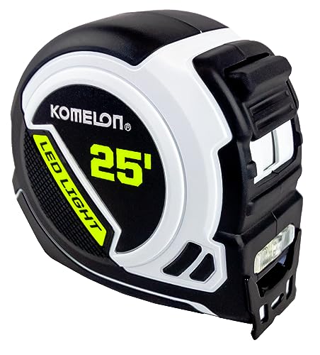 Komelon LED Light Tape Measure, White/Black - 25ft. - 25LED