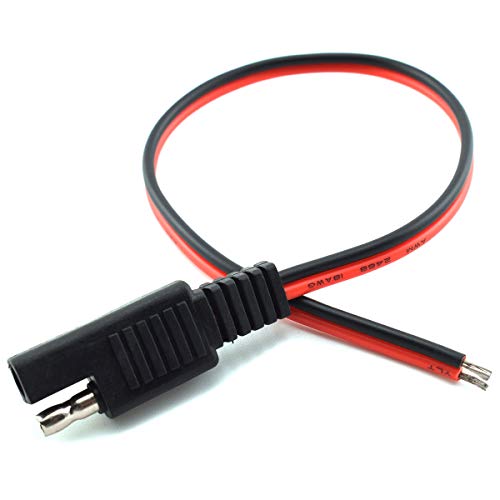 SDTC Tech 2 Pcs 18AWG SAE Extension Cable 2-Pin SAE Quick Connector Disconnect Plug 10A Solar Battery Panel SAE Plug Wire 1ft / 30 cm