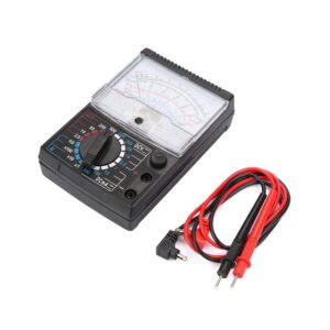 analog multimeter, 7 function 18 range, handheld ac/dc 500v voltmeter 500 ma dc ammeter, ohmmeter decibels resistance capacitor meter powermeter with test leads