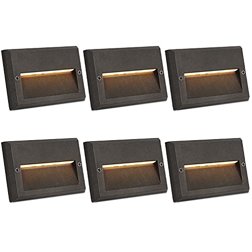 Hykolity Low Voltage LED Landscape Deck Light, 3W 49LM 12V Wired for Outdoor Yard Lawn Step and Stair Lighting, Die-cast Aluminum Construction, 10-Watt Equivalent, 15-Year Lifespan, 6 Pack