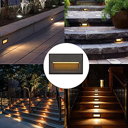 Hykolity Low Voltage LED Landscape Deck Light, 3W 49LM 12V Wired for Outdoor Yard Lawn Step and Stair Lighting, Die-cast Aluminum Construction, 10-Watt Equivalent, 15-Year Lifespan, 6 Pack