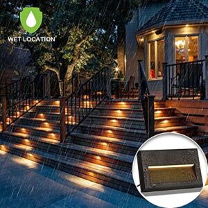 Hykolity Low Voltage LED Landscape Deck Light, 3W 49LM 12V Wired for Outdoor Yard Lawn Step and Stair Lighting, Die-cast Aluminum Construction, 10-Watt Equivalent, 15-Year Lifespan, 6 Pack