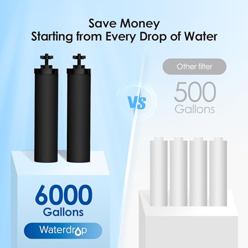 Waterdrop NSF/ANSI 42&372 Standard Gravity Water Filter, Replacement for Berkey® BB9-2 Black Filters & PF-2® Fluoride Filters, Berkey® Gravity Water Filter System and Waterdrop King Tank Series