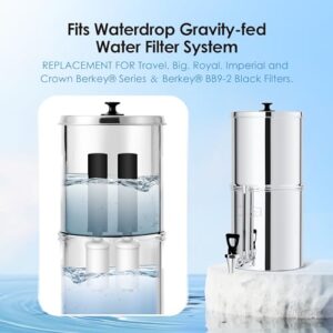 Waterdrop NSF/ANSI 42&372 Standard Gravity Water Filter, Replacement for Berkey® BB9-2 Black Filters & PF-2® Fluoride Filters, Berkey® Gravity Water Filter System and Waterdrop King Tank Series