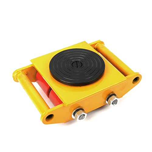 6T Industrial Machinery Mover 13200LBS Heavy Duty Machinery Skate Dolly Machinery Moving Skate w/ 360°Rotation Cap and 4 Rollers for Industrial Moving Equipment - Yellow