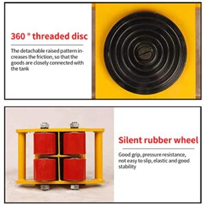 6T Industrial Machinery Mover 13200LBS Heavy Duty Machinery Skate Dolly Machinery Moving Skate w/ 360°Rotation Cap and 4 Rollers for Industrial Moving Equipment - Yellow