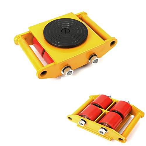 6T Industrial Machinery Mover 13200LBS Heavy Duty Machinery Skate Dolly Machinery Moving Skate w/ 360°Rotation Cap and 4 Rollers for Industrial Moving Equipment - Yellow