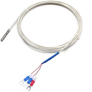 rtd pt100 temperature sensor probe, jaybva waterproof stainless steel thermistor three wire high precise accuracy range:-50℃ to 200℃ 6.6 feet wire