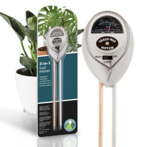 HOUSEPLANT RESOURCE CENTER Soil Meter - 3 in 1 pH, Moisture, Light Tester for House Plants, Pothos, Monstera - Indoor and Outdoor Plant Hydrometer, Compact, Easy to Use, No Batteries