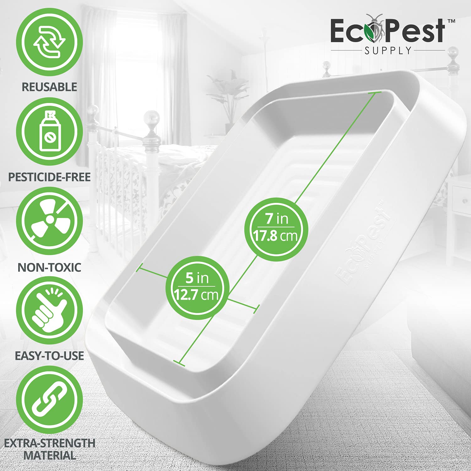 Bed Bug Interceptors – 8 Pack | Bed Bug Blocker (XL) Interceptor Traps | Extra Large Insect Trap, Monitor, and Detector for Bed Legs (White)