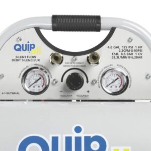 Quipall 4-1-SILTWN-AL Ultra Quiet 1 HP 4.6 Gallon Oil-Free Twin Stack Air Compressor