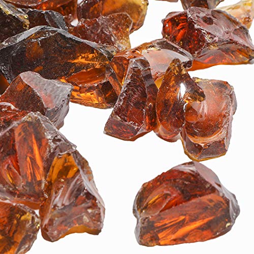 COSIEST Fire Glass 10-Pound Oblate for Fireplace Fire Pit, Temperature Rating Glass (Amber Yellow)