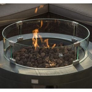 COSIEST Outdoor Fire Pit Glass Wind Guard, Round, 29x5.5 inches