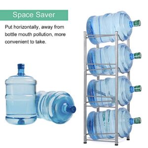 4-Tier Water Bottle Holder Water Jug Rack - 5 Gallon Water Bottle Storage Rack Jug Holder - Heavy Duty Bottle Buddy, Silver