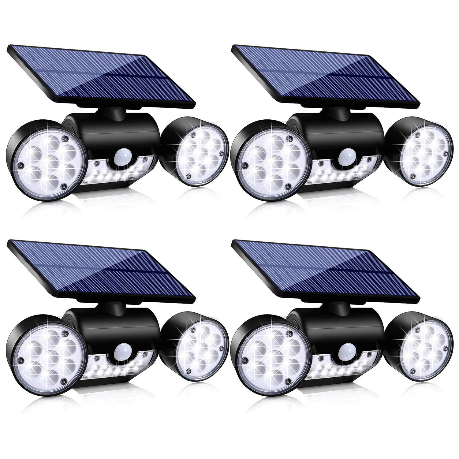 Ollivage Solar Lights Outdoor, 30 LED Solar Security Lights with Motion Sensor Outdoor Spotlights IP65 Waterproof 360° Adjustable Solar Wall Lights Outdoor for Yard Garage Patio Porch, 4 Pack