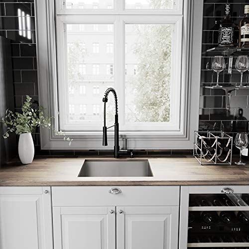 VIGO VG02032MBK2 22" H Laurelton Single-Handle with Pull-Down Sprayer Kitchen Faucet with Soap Dispenser in Matte Black