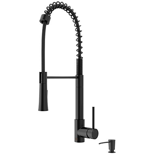 VIGO VG02032MBK2 22" H Laurelton Single-Handle with Pull-Down Sprayer Kitchen Faucet with Soap Dispenser in Matte Black