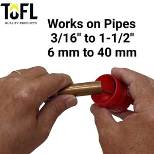 TOFL Pipe Tool - Great For Copper Pipes, A Reamer, And Deburring Tool, An Inner And Outer Reamer For Soft Metals And PVC Rigid Plastic Tubing 3/16 to 1-1/2-inch (6 Mm To 40 Mm) (Red)