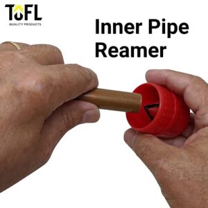 TOFL Pipe Tool - Great For Copper Pipes, A Reamer, And Deburring Tool, An Inner And Outer Reamer For Soft Metals And PVC Rigid Plastic Tubing 3/16 to 1-1/2-inch (6 Mm To 40 Mm) (Red)