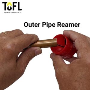 TOFL Pipe Tool - Great For Copper Pipes, A Reamer, And Deburring Tool, An Inner And Outer Reamer For Soft Metals And PVC Rigid Plastic Tubing 3/16 to 1-1/2-inch (6 Mm To 40 Mm) (Red)