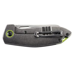 CRKT Sketch EDC Folding Pocket Knife: Urban Everyday Carry Utility Knife, Satin Sheepsfoot Blade, Thumb Slot Open, Stainless Steel Handle, Green Backspacer and Pivot Collar, Pocket Clip 2550