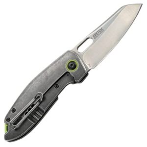 CRKT Sketch EDC Folding Pocket Knife: Urban Everyday Carry Utility Knife, Satin Sheepsfoot Blade, Thumb Slot Open, Stainless Steel Handle, Green Backspacer and Pivot Collar, Pocket Clip 2550