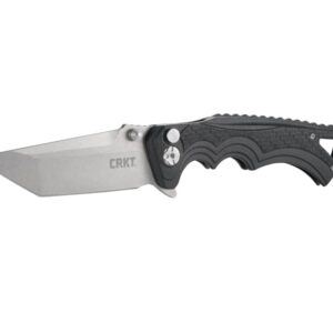 Columbia River Knife & Tool BT Fighter EDC Folding Pocket Knife: Everyday Carry, Tanto Blade with Stonewash Finish, Button Lock, Glass Reinforced Fiber Handle, Deep Carry Pocket Clip 5225