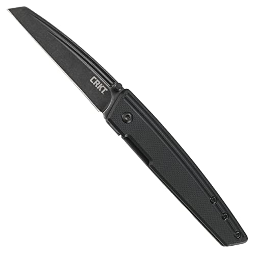 CRKT Inara EDC Folding Pocket Knife: Low Profile Gentleman's Knife, Everyday Carry Pocket Knife with Liner Lock, Black Stonewash Finish, G10 Handle, Pocket Clip 7140