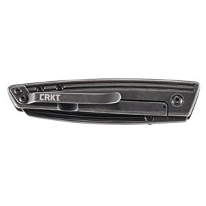 CRKT Inara EDC Folding Pocket Knife: Low Profile Gentleman's Knife, Everyday Carry Pocket Knife with Liner Lock, Black Stonewash Finish, G10 Handle, Pocket Clip 7140