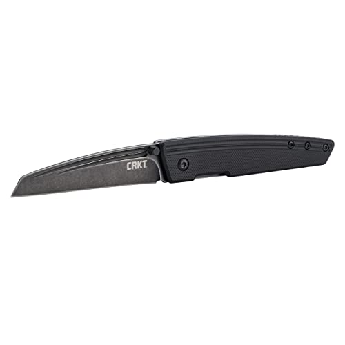 CRKT Inara EDC Folding Pocket Knife: Low Profile Gentleman's Knife, Everyday Carry Pocket Knife with Liner Lock, Black Stonewash Finish, G10 Handle, Pocket Clip 7140