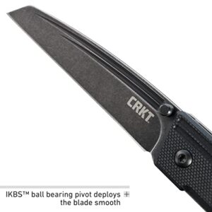 CRKT Inara EDC Folding Pocket Knife: Low Profile Gentleman's Knife, Everyday Carry Pocket Knife with Liner Lock, Black Stonewash Finish, G10 Handle, Pocket Clip 7140