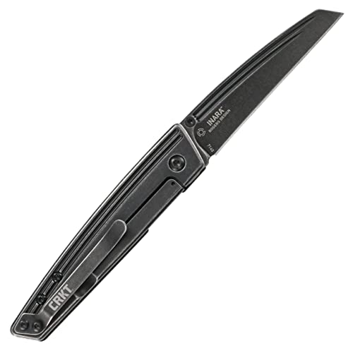 CRKT Inara EDC Folding Pocket Knife: Low Profile Gentleman's Knife, Everyday Carry Pocket Knife with Liner Lock, Black Stonewash Finish, G10 Handle, Pocket Clip 7140