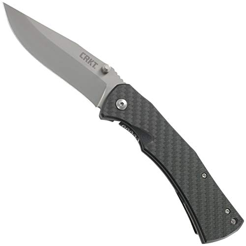 CRKT Xan EDC Folding Pocket Knife: Everyday Carry Plain Edge Folder with Frame Lock, Clip Point Blade with Bead Blast Finish, Carbon Fiber and G10 Handle 2085