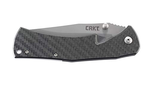 CRKT Xan EDC Folding Pocket Knife: Everyday Carry Plain Edge Folder with Frame Lock, Clip Point Blade with Bead Blast Finish, Carbon Fiber and G10 Handle 2085