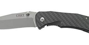 CRKT Xan EDC Folding Pocket Knife: Everyday Carry Plain Edge Folder with Frame Lock, Clip Point Blade with Bead Blast Finish, Carbon Fiber and G10 Handle 2085