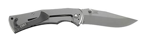 CRKT Xan EDC Folding Pocket Knife: Everyday Carry Plain Edge Folder with Frame Lock, Clip Point Blade with Bead Blast Finish, Carbon Fiber and G10 Handle 2085