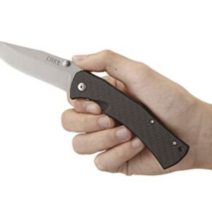 CRKT Xan EDC Folding Pocket Knife: Everyday Carry Plain Edge Folder with Frame Lock, Clip Point Blade with Bead Blast Finish, Carbon Fiber and G10 Handle 2085