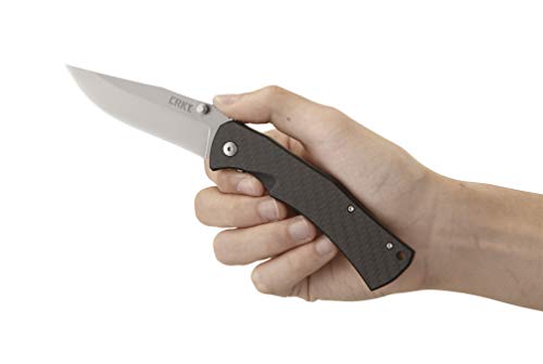 CRKT Xan EDC Folding Pocket Knife: Everyday Carry Plain Edge Folder with Frame Lock, Clip Point Blade with Bead Blast Finish, Carbon Fiber and G10 Handle 2085