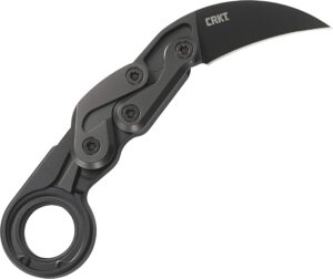 crkt provoke first responder folding pocket knife: morphing karambit, d2 blade steel, kinematic pivot action, integrated safety lock, low profile pocket clip, glass breaker, sheath 4042