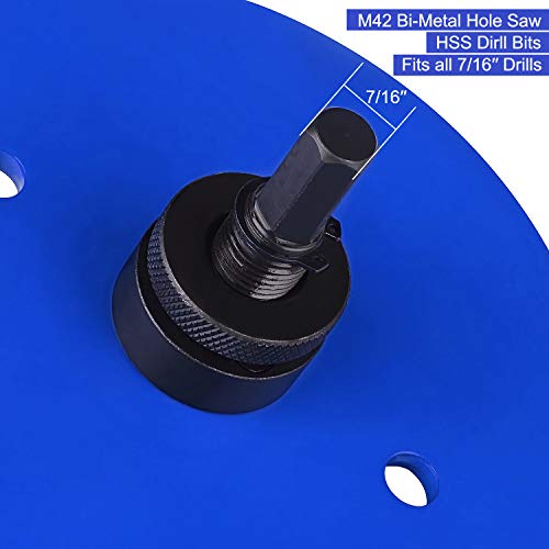 LANIAKEA 6.25 Hole Saw 6-1/4" Bi-Metal Hole Saw 159MM M42 Annular Hole Cutter HSS Variable Tooth Pitch Holesaw Set with Arbor Blue for Home DIYer