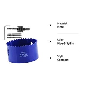 LANIAKEA 3-1/8-Inch Bi-Metal Hole Saw 79MM M42 Annular Hole Cutter HSS Variable Tooth Pitch Holesaw Set with Arbor Blue for Home DIYer