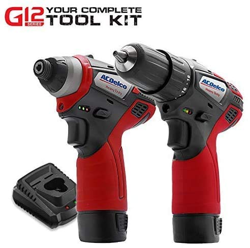 ACDelco G12 Series 3-Tool Cordless Combo 2-Speed Drill/Driver+ Impact Driver + Ratchet Wrench, 2-battery, ARW1208-K10