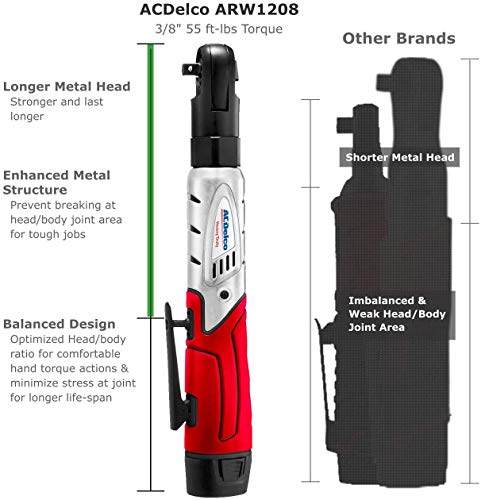 ACDelco G12 Series 3-Tool Cordless Combo 2-Speed Drill/Driver+ Impact Driver + Ratchet Wrench, 2-battery, ARW1208-K10