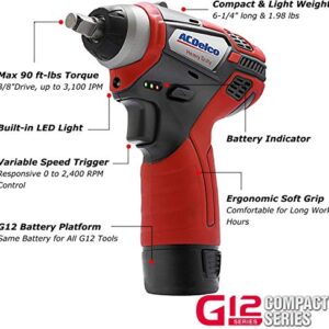 ACDelco G12 Series 3-Tool Combo, 3/8" Brushless Ratchet Wrench & 2-speed Polisher & 3/8" Impact Wrench, 2-battery, ARW1208-K13