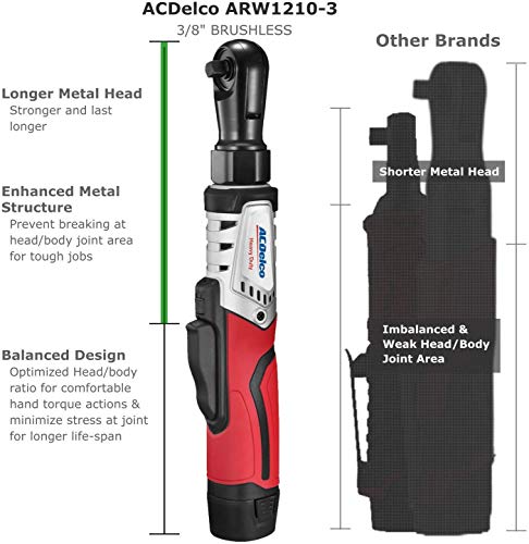 ACDelco G12 Series 3-Tool Combo, 3/8" Brushless Ratchet Wrench & 2-speed Polisher & 3/8" Impact Wrench, 2-battery, ARW1208-K13