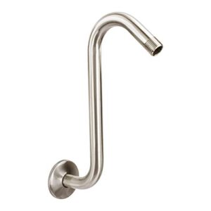 12 inch shower head extension arm by jsjacksonsupplies s shaped design extender high rise curved style with flange stainless steel long goose neck curve standard 1/2" connection brushed nickel finish